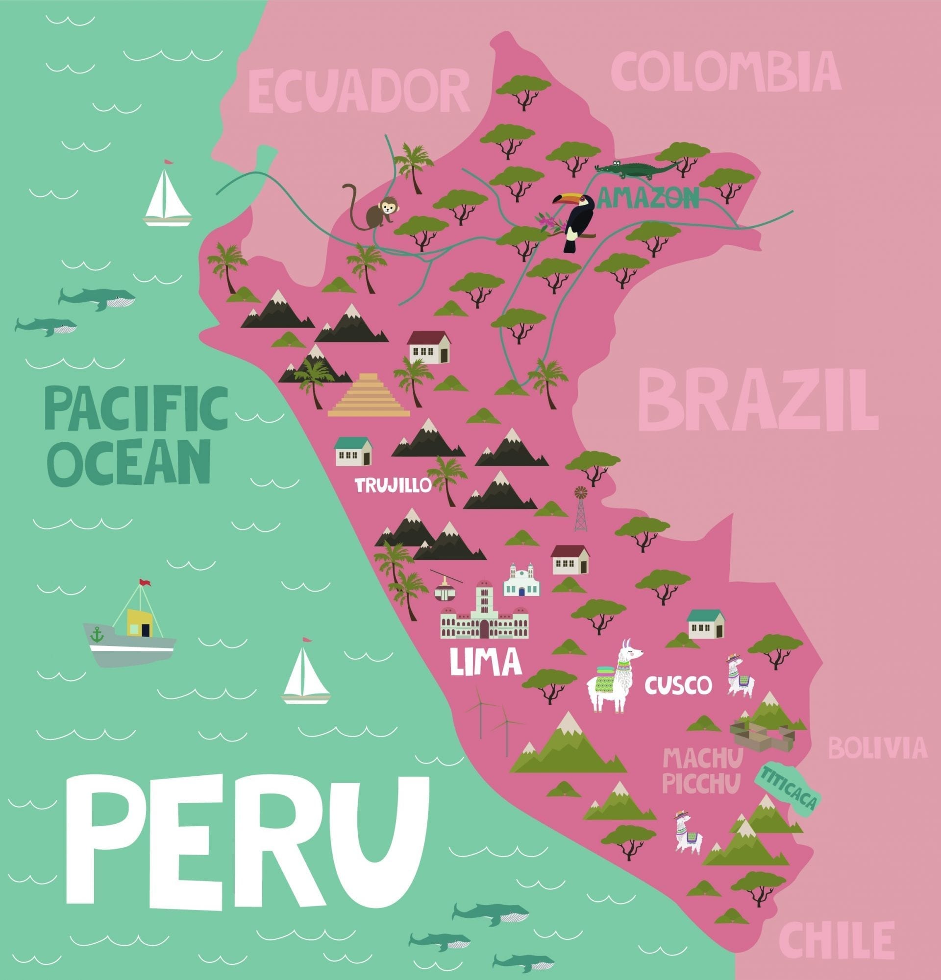 Where is Peru Located on the Map? Outline, Old, Satellite Map of Peru ...