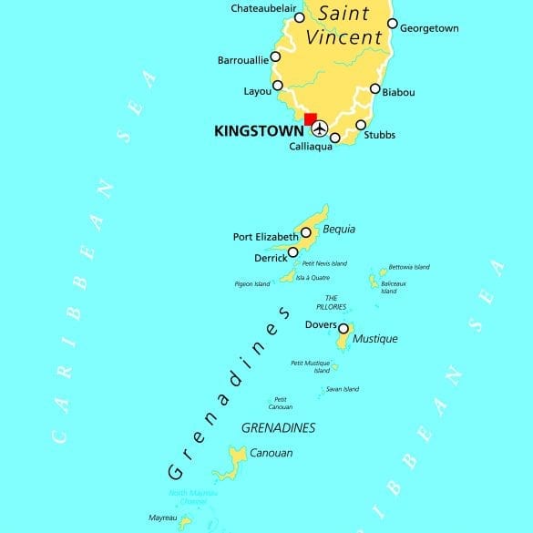 Map of St Vincent and the Grenadines | Flag Facts | Places to Visit ...