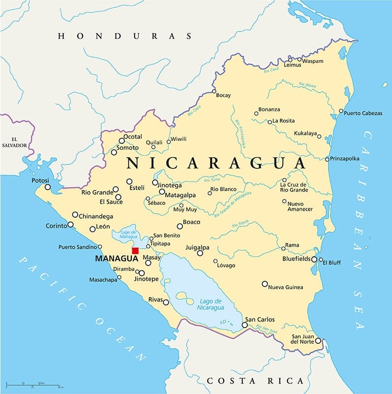 Map of Nicaragua | Nicaragua Flag facts | Is Nicaragua worth visiting ...