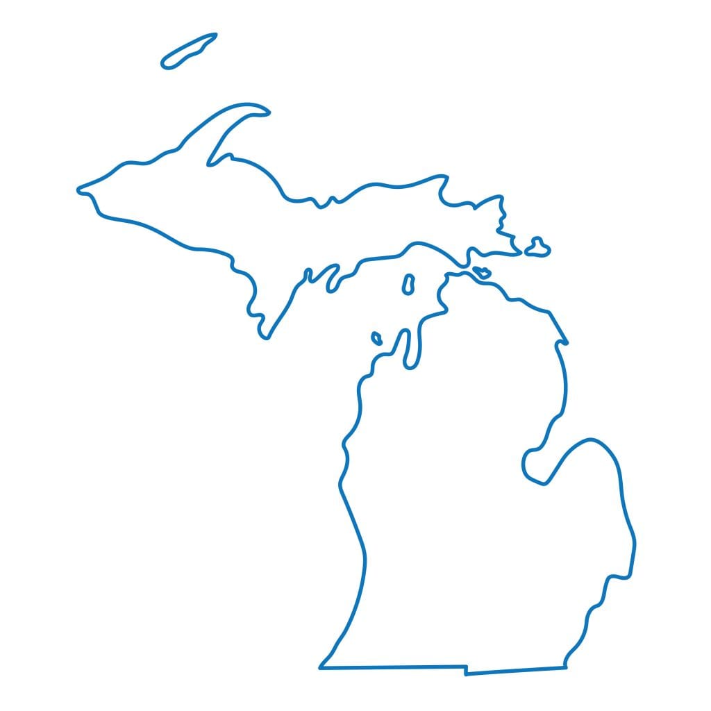 Map of Michigan and Flag | Michigan Outline, Cities, Counties and Road ...