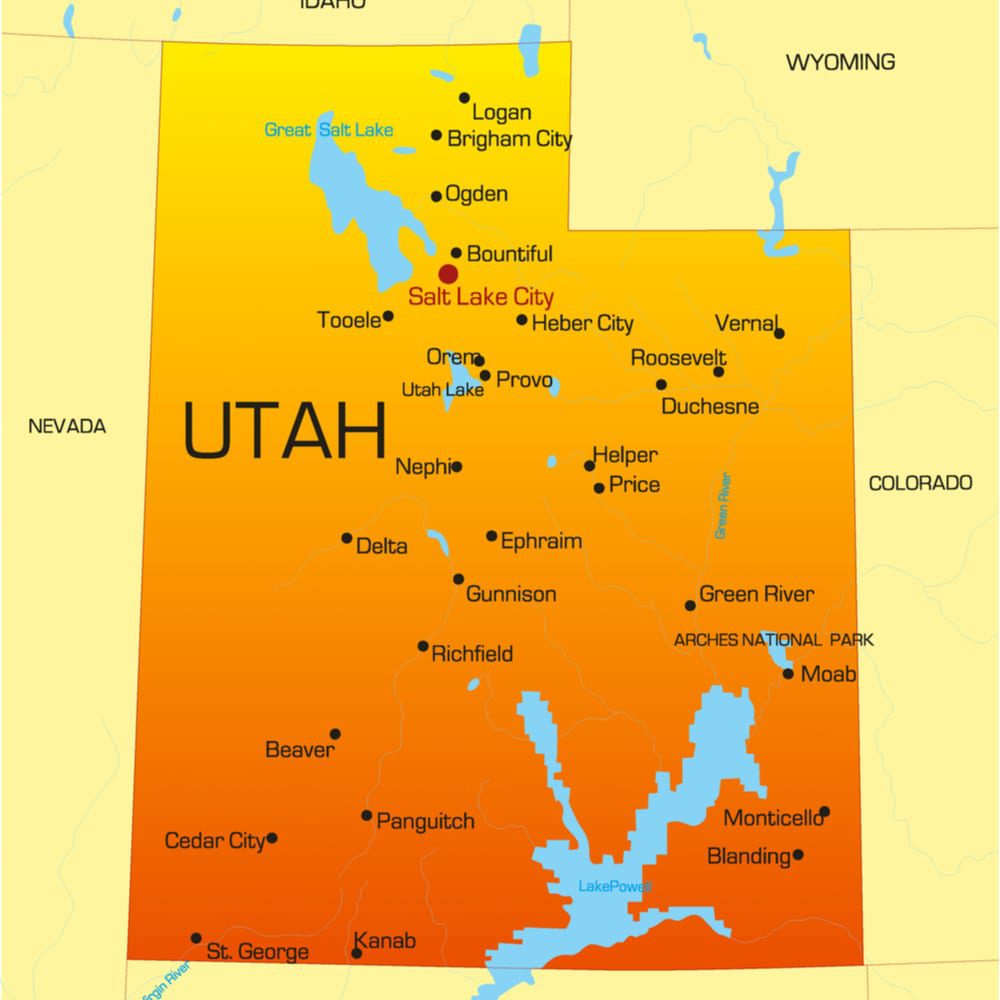 Map of Utah and Flag | Utah Outline, Counties, Cities and Road Map ...