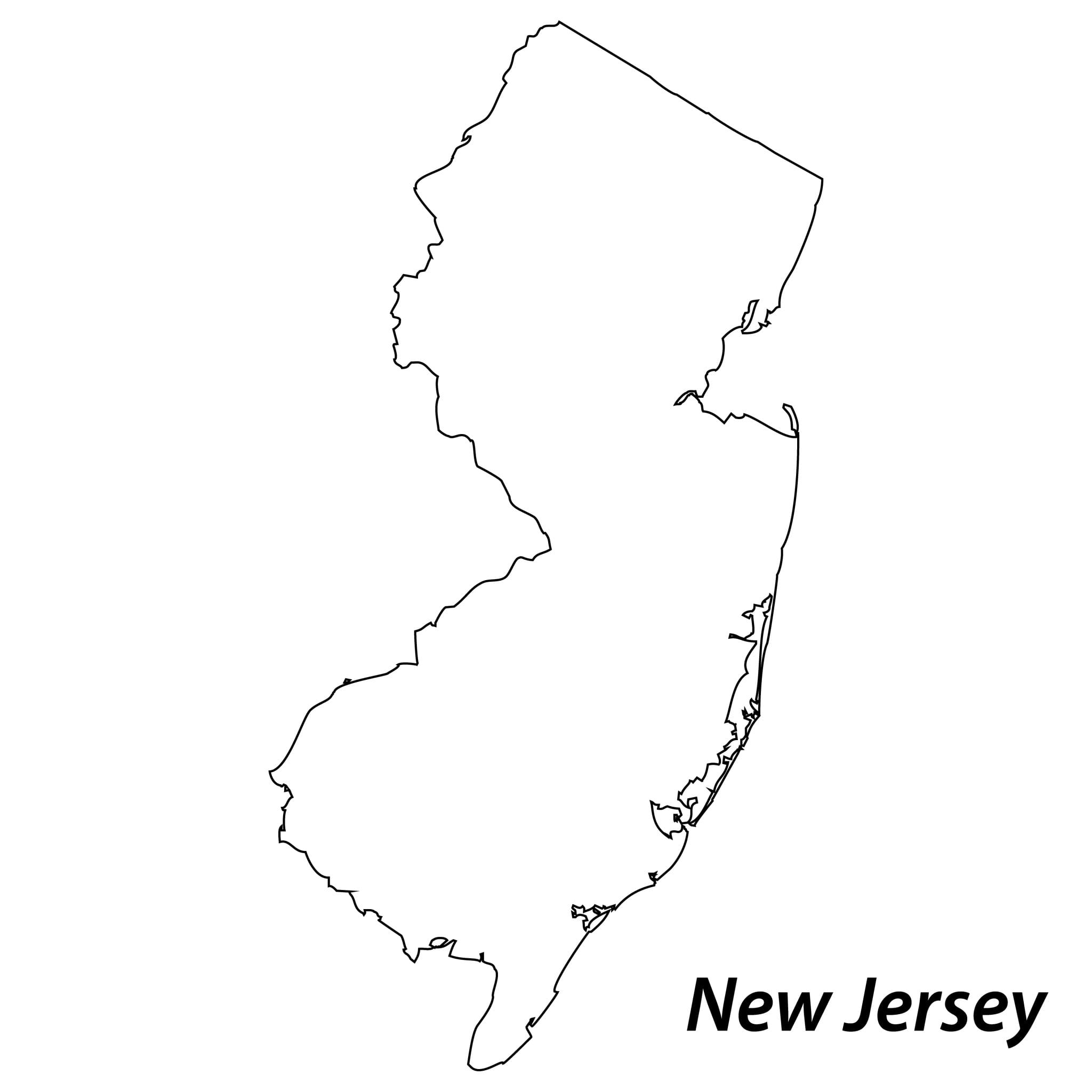 Map of New Jersey and Flag | Outline, Counties, Cities and Road Map ...