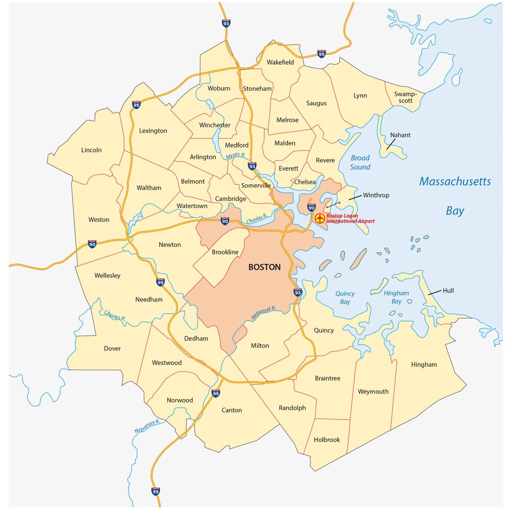 Map of Boston Massachusetts Area | What is Boston Known For? - Best ...